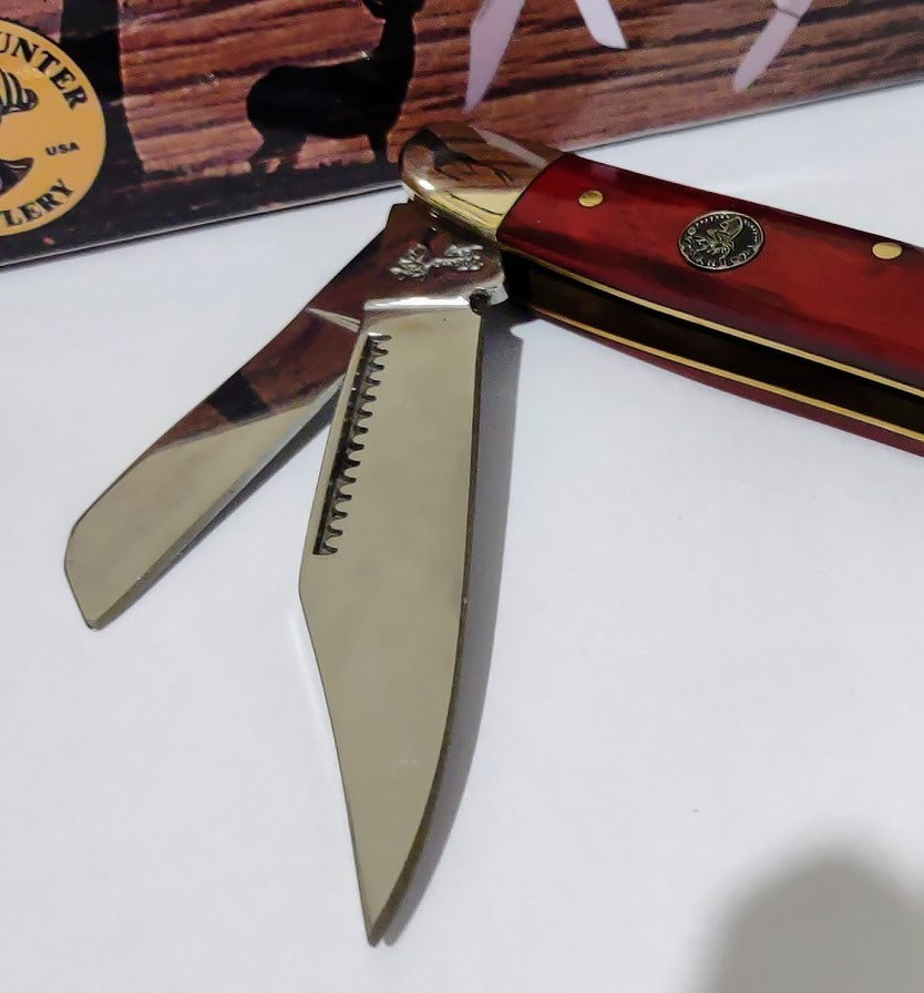 TROPHY STAG HUNTING POCKET KNIFE W/ BUCK DEER CUSTOM SHIELD WRANGLER ...