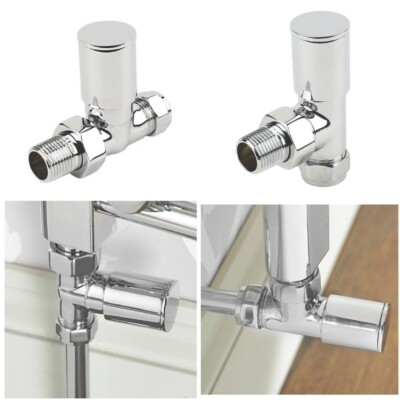 Manual Radiator Valves Brass Angled Corner Straight 1/2" x 15mm *Twin ...