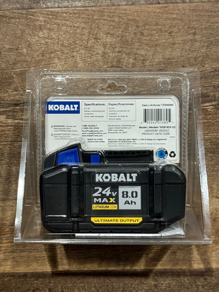 Kobalt Tools 24v 8.0 Ah Lithium-Ion Battery (3764094) Ultimate Output ...