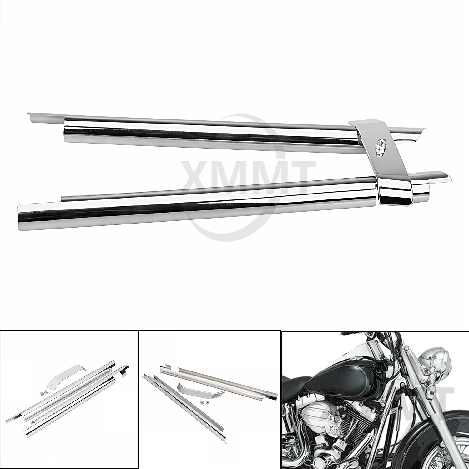 Chrome Frame Down Tube Cover For Harley Heritage Softail Custom Deluxe ...