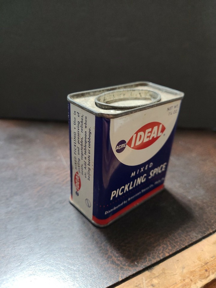 Vntg Spice Tin Ideal ACME Grocery Store Phila Pa Mixed Pickling Spice ...
