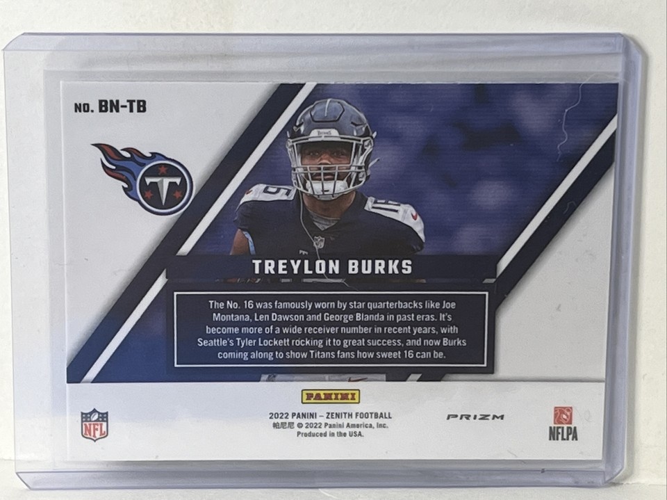 Tennessee Titans - Treylon Burks - 2022 Zenith - Behind the Numbers ...
