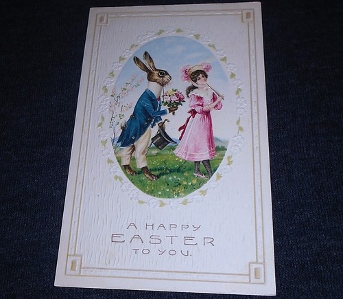 Dressed Rabbit and Victorian Woman, Easter Vintage Postcard | eBay