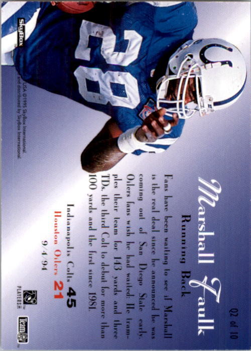 1995 SkyBox Premium Quickstrike Colts Football Card #Q2 Marshall Faulk ...