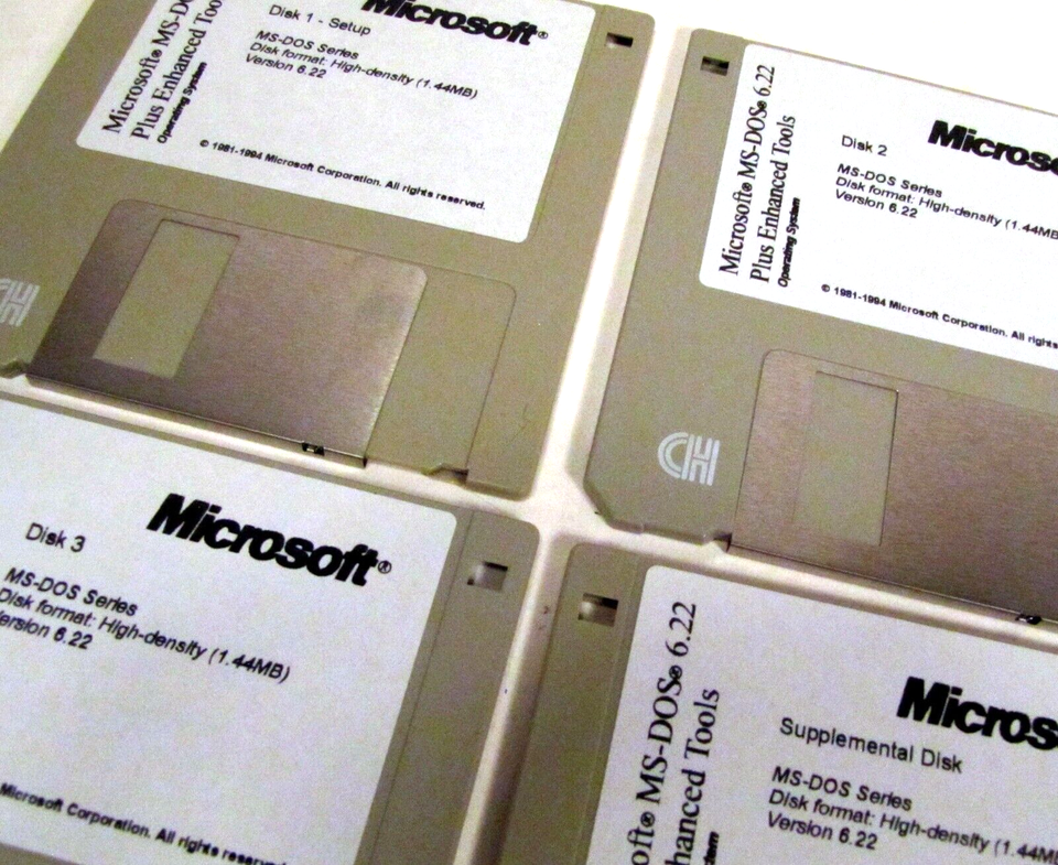 Microsoft MS-DOS 6.22 - Installer Floppy Disks - 3.5" 1.44MB - DOS 6.2 ...