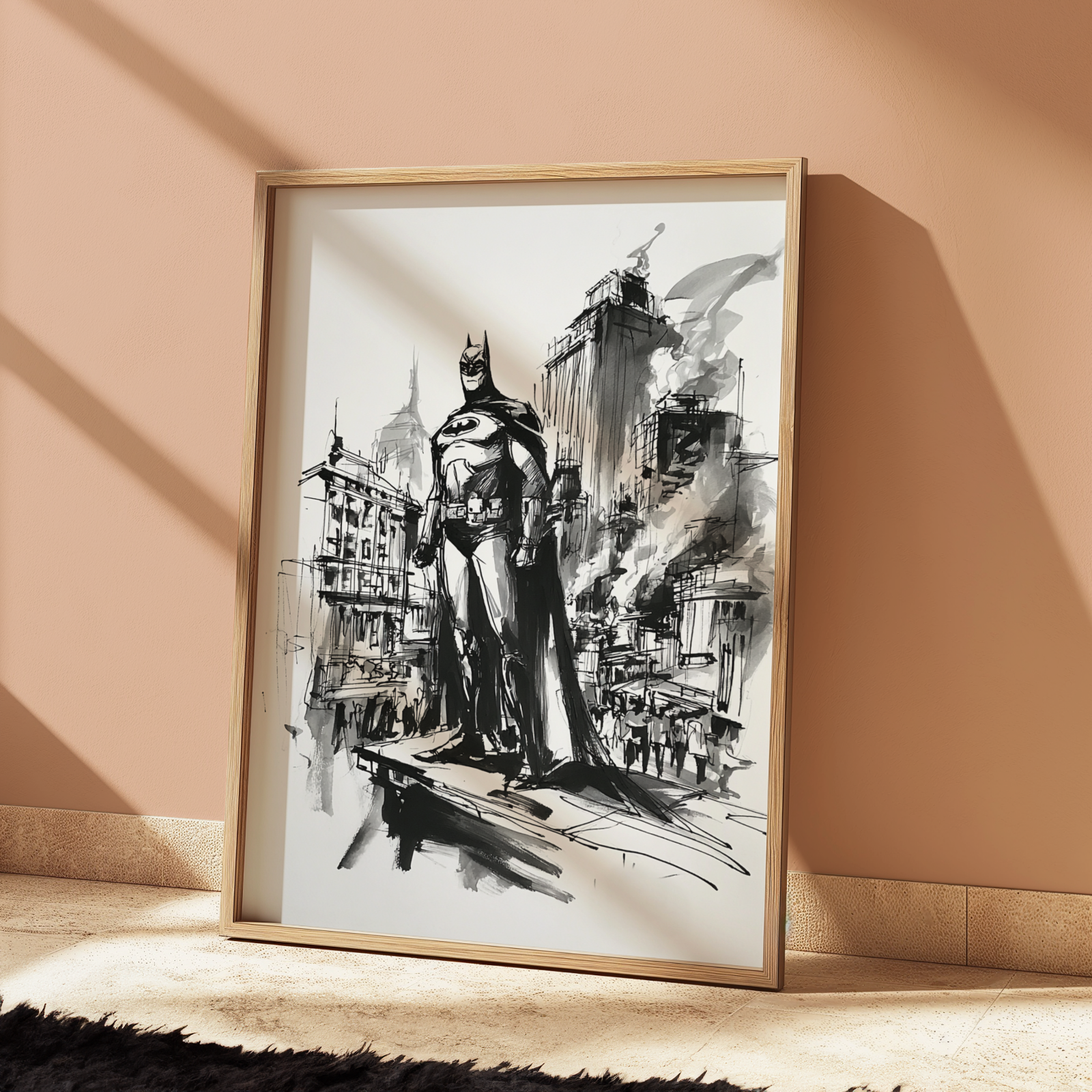 BATMAN INK DRAWING PRINT PORTRAIT SKETCH 8" x 10" BATMAN PRINT WALL ART ...