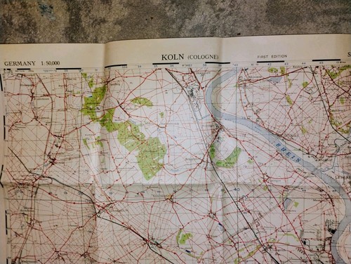 1WW2 "KOLN" (1945) RARe CAPTURED GERMAN MAP used for INVASION of ...