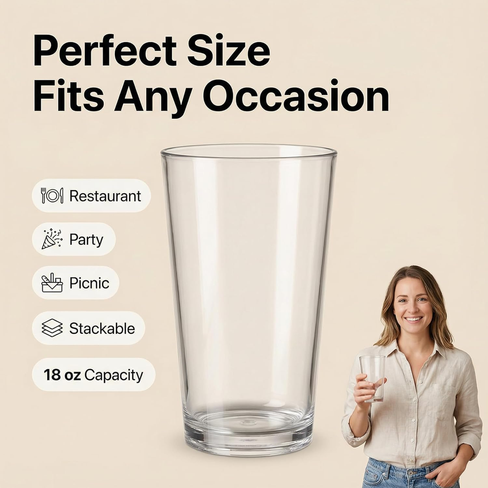 18-Ounce Plastic Tumblers Water Juice Cups Dishwasher Safe Bpa-Free ...