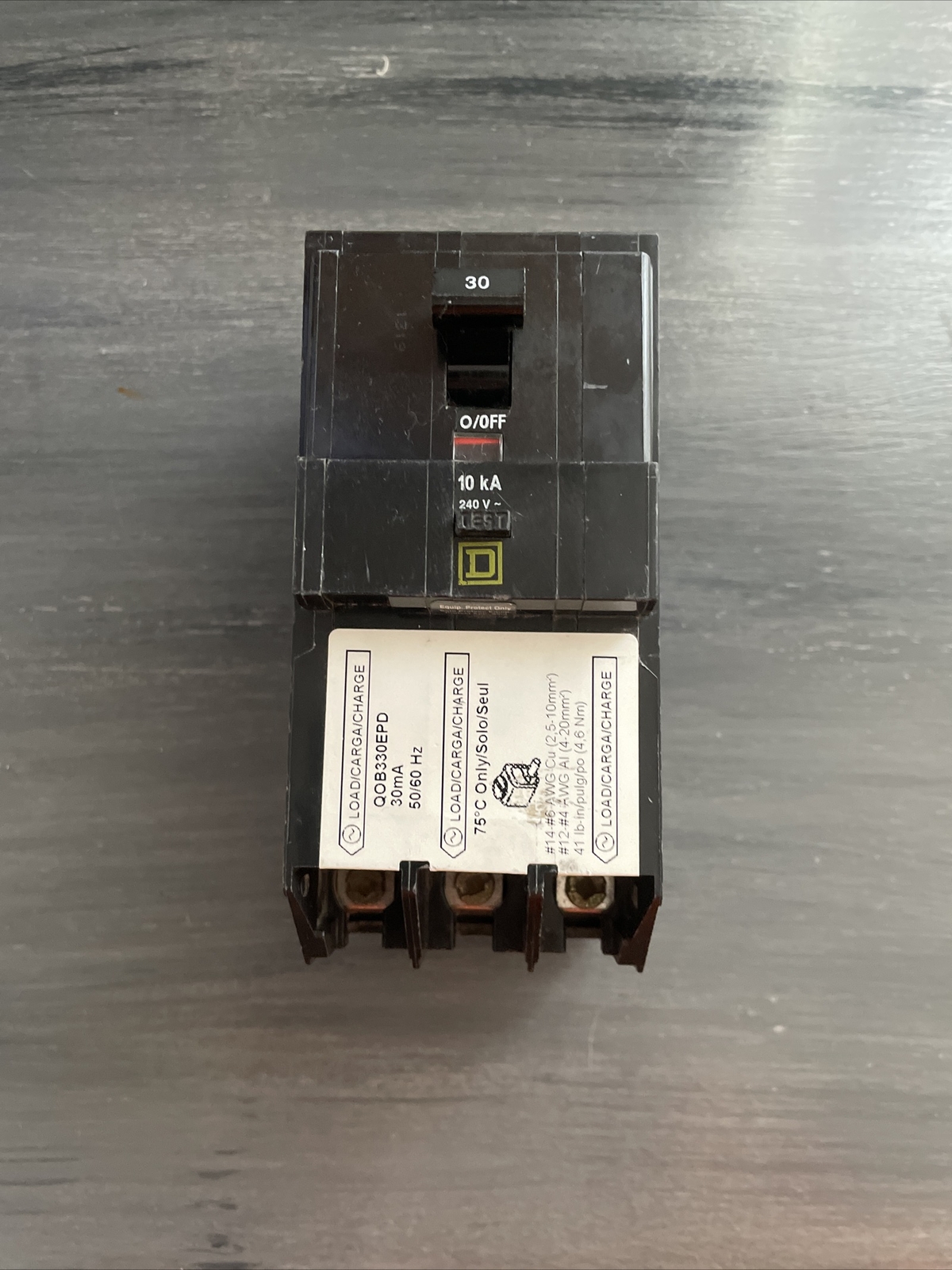 SQUARE D QOB330EPD 240V, 3P, Ground Fault Equipment Protection Breaker ...