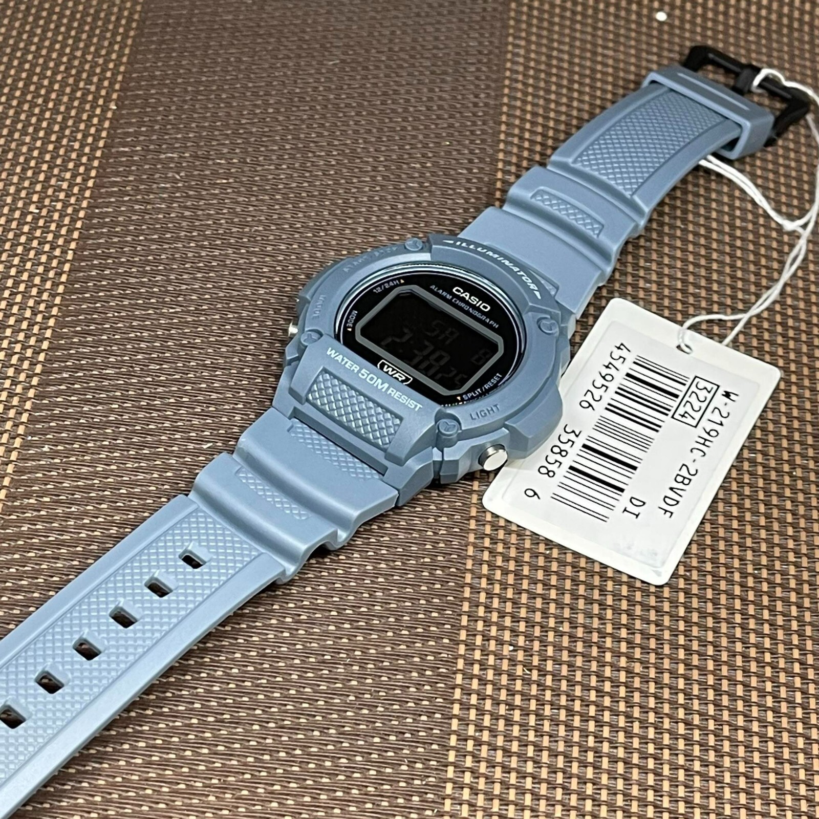 Casio W-219HC-2B Illuminator Blue Resin Digital Alarm Casual Sporty Men ...