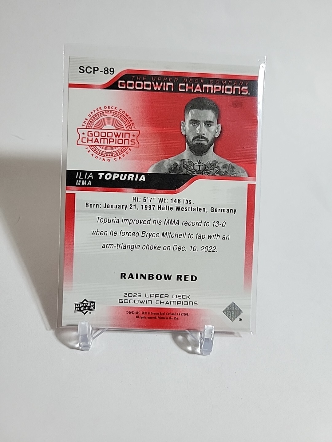 2023 Goodwin Champions Ilia Topuria Splash Of Color Rainbow Red Card # ...