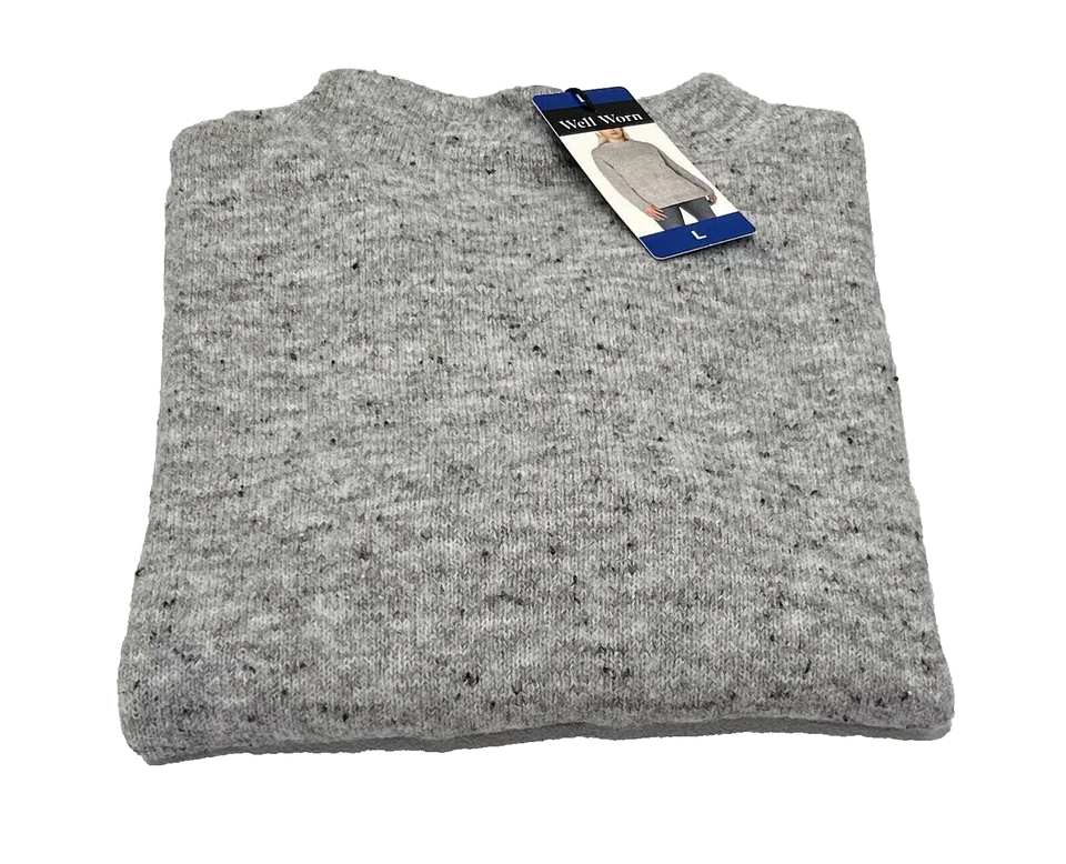 Well Worn Ladies' Nep Yarn Sweater, Gray, Large | eBay