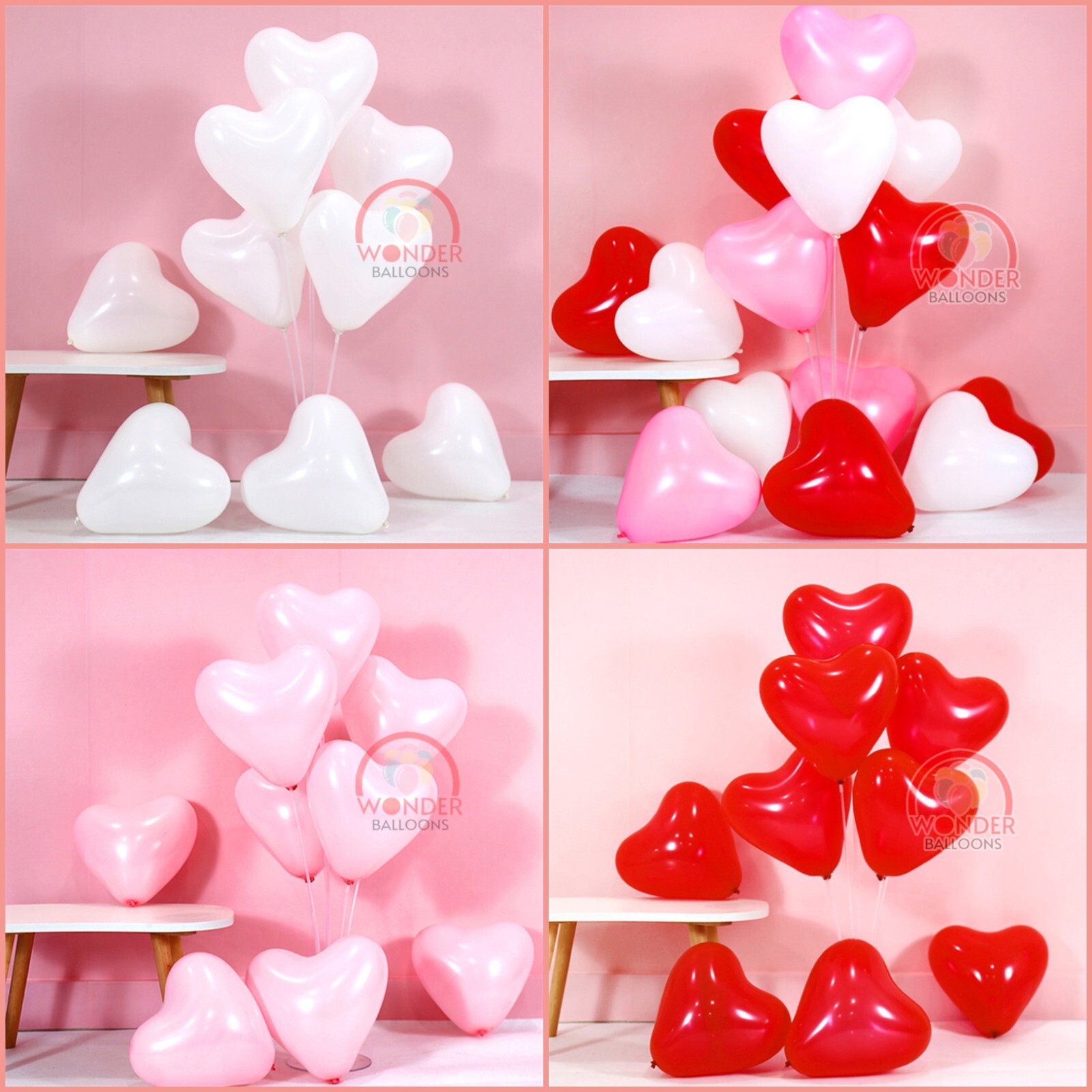 100 LOVE HEART SHAPE BALLOONS Wedding Party Romantic Baloon Birthday ...