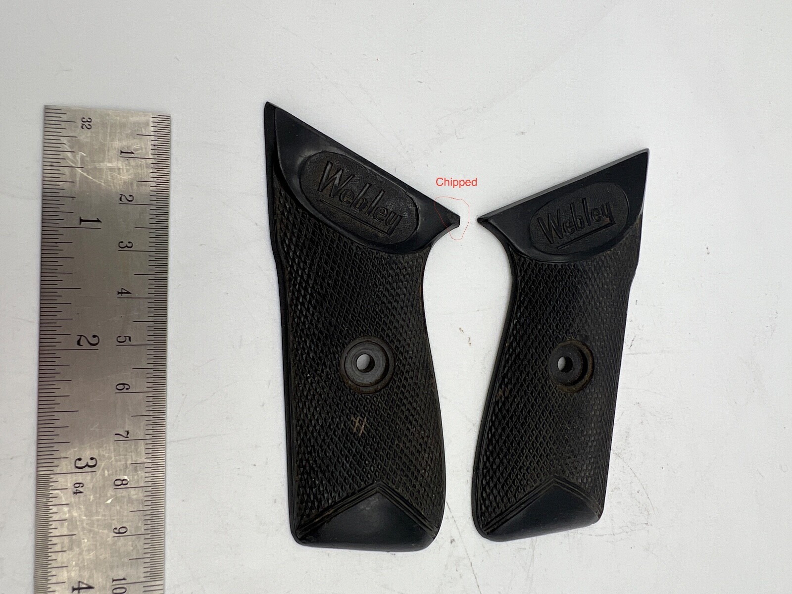 Old Webley Scott Pistol Revolver Grips Black OEM Pair Bakelite Plastic ...