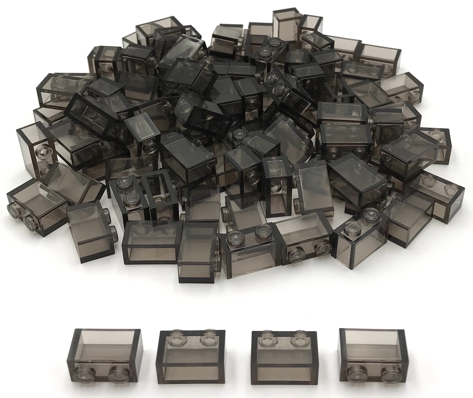 Lego 100 New Trans-Brown Old TransBlack Bricks 1 x 2 Studs without ...