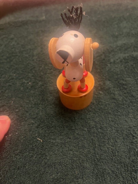 Vintage Wooden Dog Collapsible Push Bottom Thumb Puppet Round Base | eBay