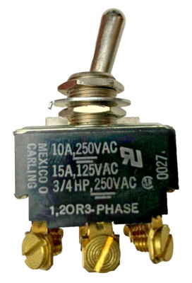 HEAVY DUTY 3PST ON-ON TOGGLE SWITCH 15A 125V, 10A 250V SCREW TERMINALS ...