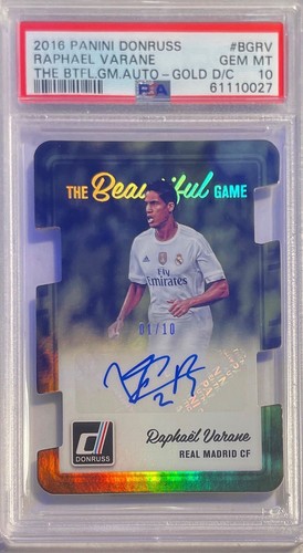 RAPHAEL VARANE 2016-17 DONRUSS BEAUTIFUL GAME GOLD AUTO #D 1/10 PSA 10 ...