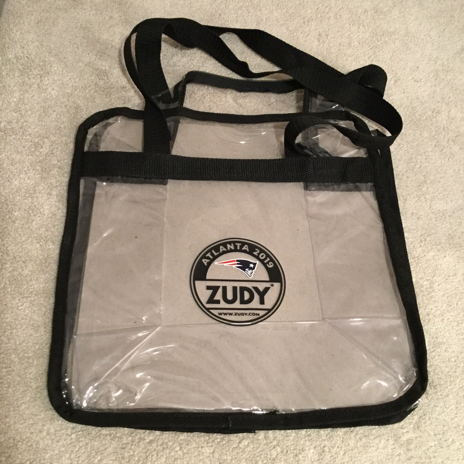 New England PATRIOTS Atlanta 2019 Clear W/Black Trim. Stadium Bag. ZUDY ...
