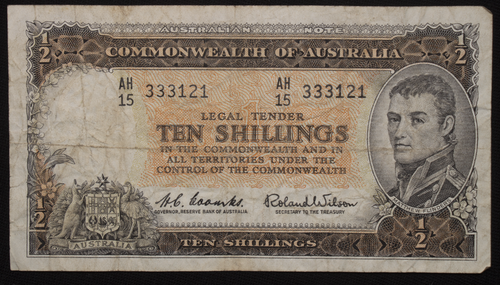 1961 Australia Reserve Bank Coombs / Wilson 10 Shillings Note AH 15 ...