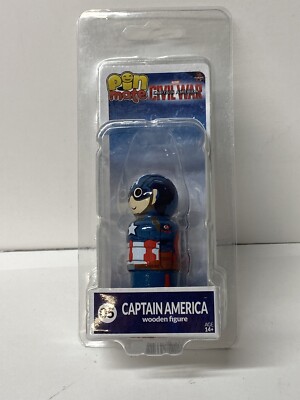 Rare 2016 PIN MATE WOODEN FIGURE #05 CAPTAIN AMERICA Little People | eBay