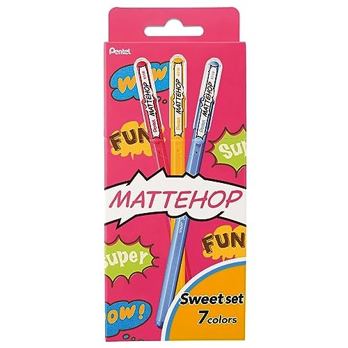 Pentel Matte Hop Sweet Color Ballpoint Pen Set 7 Colors 1.0mm Japan ...