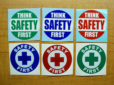 Hard Hat Stickers / Think Safety First + Safety First Round Vinyl ...