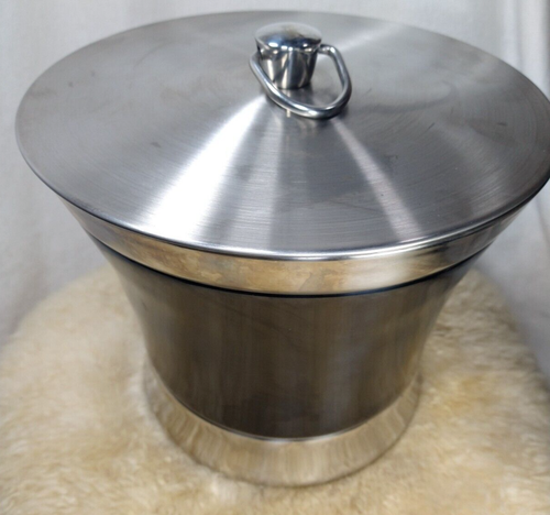 FRONTGATE ICE BUCKET WITH LID STAINLESS STEEL MODERN BLACK / SILVER ...