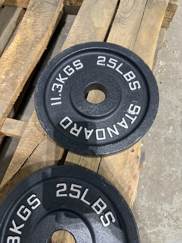 25 LB Olympic Cast Iron Weight Plates - Pair (50lbs Total) 2” Hole ...