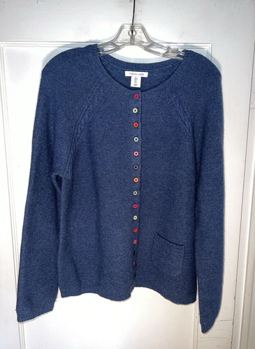 Tabitha Webb Lambswool Blend Cardigan Sweater Buttons Blue Size L d696 ...