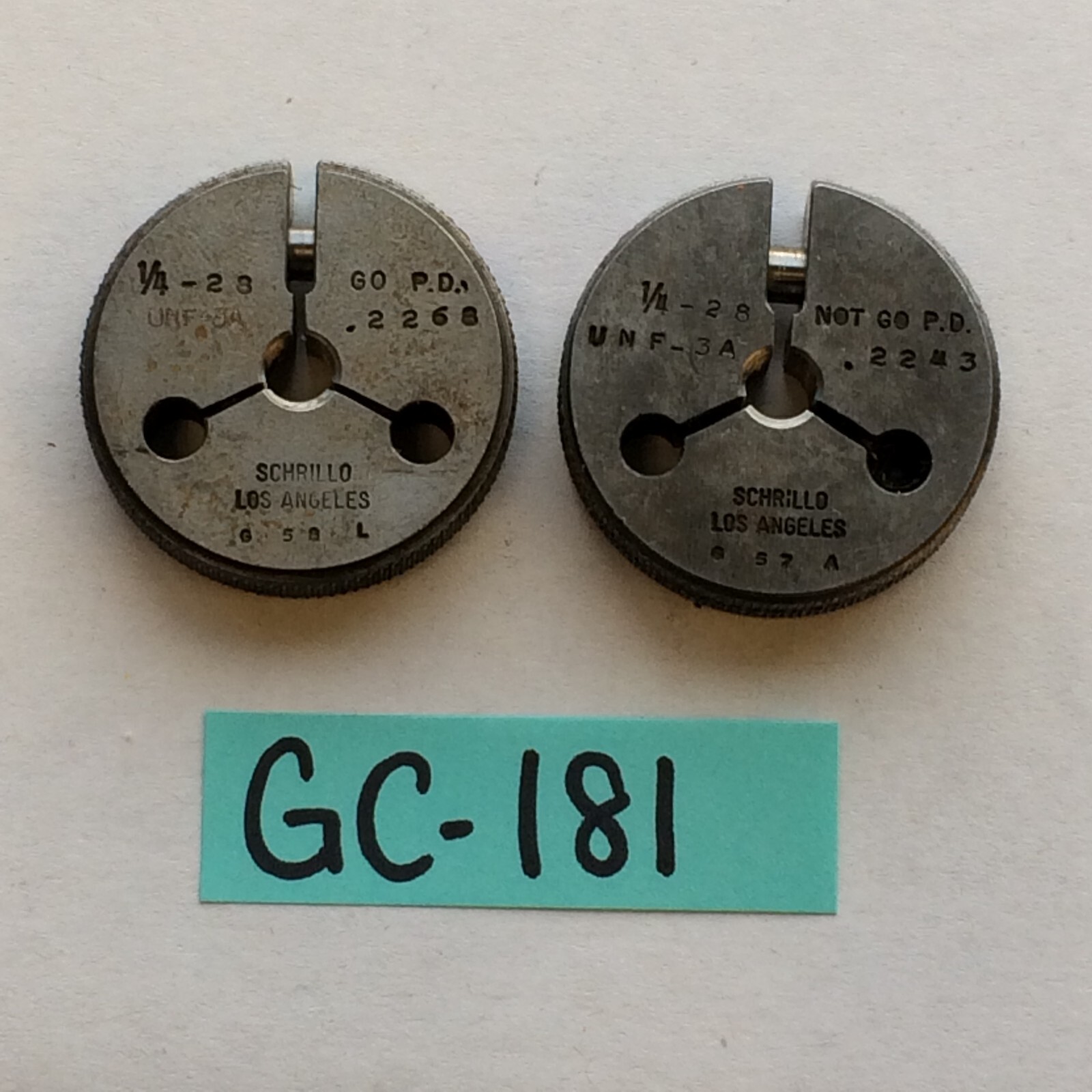Schrillo 1/4 28 UNF-3A Thread Ring Gages Go .2268/No Go Gauge .2243 | eBay