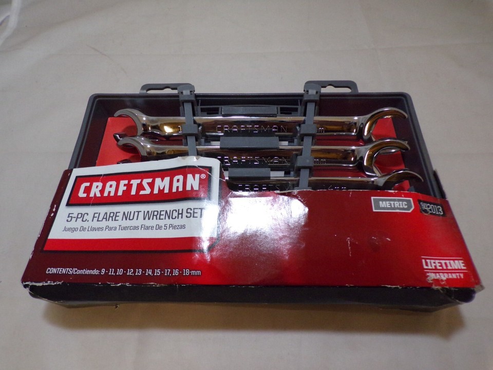 Craftsman Professional 42013 Metric 5pc Polish Flare Nut Line Wrench ...