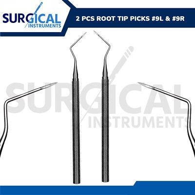 2 Pcs Root Tip Picks #9L & #9R Dental Elevator Instruments German Grade ...