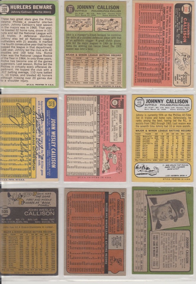 1971 TOPPS JOHNNY CALLISON AUTOGRAPHED CHICAGO CUBS CARD #535 | eBay