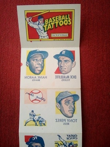 1971 TOPPS TATTOOS SHEET #9 COMPLETE INTACT HANK AARON TONY PEREZ JIM ...