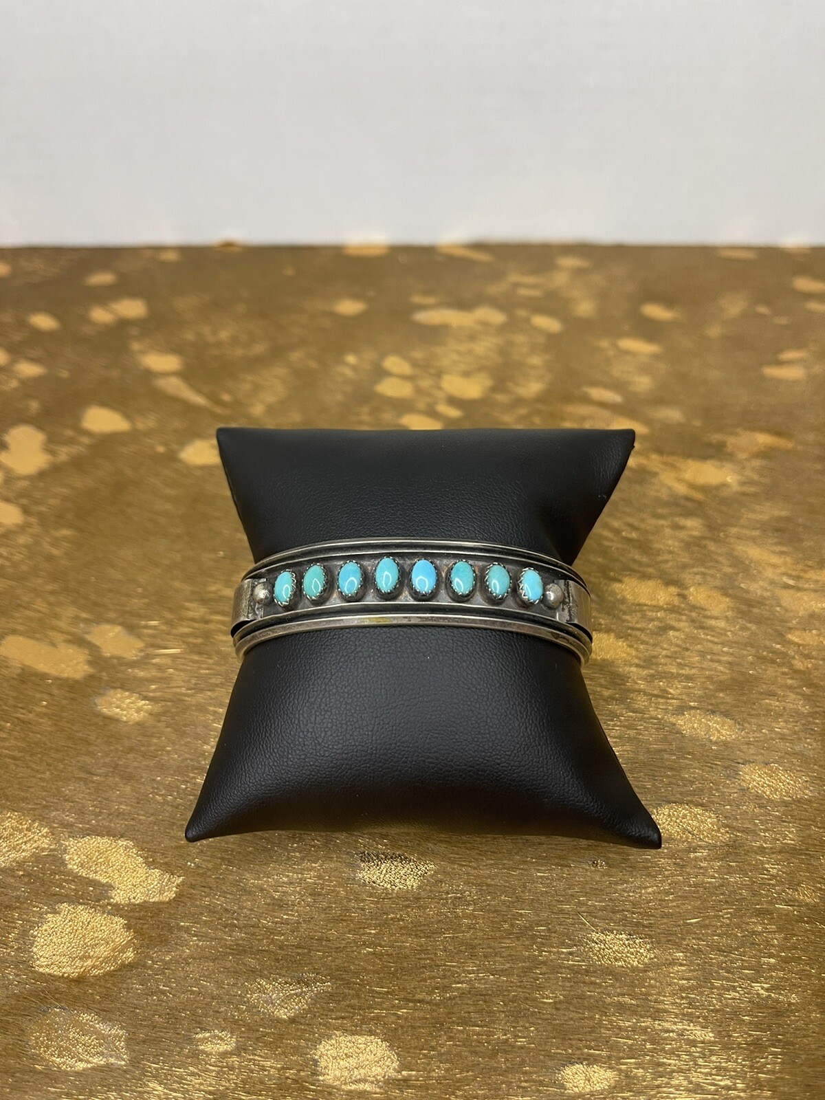 Vintage Single Row Shadow Box Turquoise Cuff - Gem