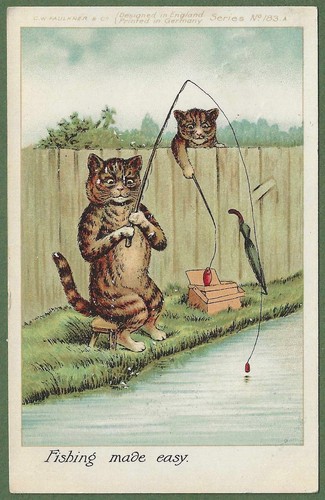 Louis Wain "Fishing Made Easy" by C W Faulkner. Postally Used 1912 ...