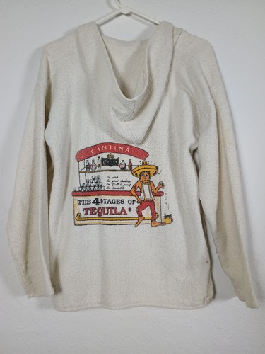 Vintage Mexico Burlap Weave Hooded Poncho Sweater "4 Stages of Tequila ...
