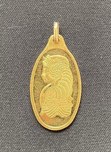 Pamp Suisse .9999 24K 10 Gram Fine Gold Lady Fortuna Oval Bar Pendant ...