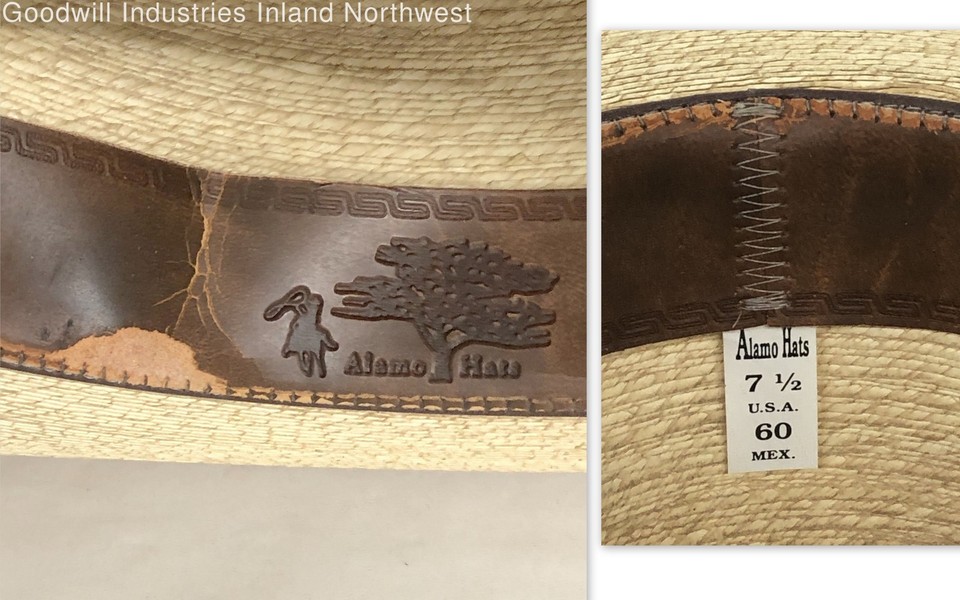 Men's Alamo Hats Beige Iron Weave 15X Straw Cowboy Hat w/ Leather ...