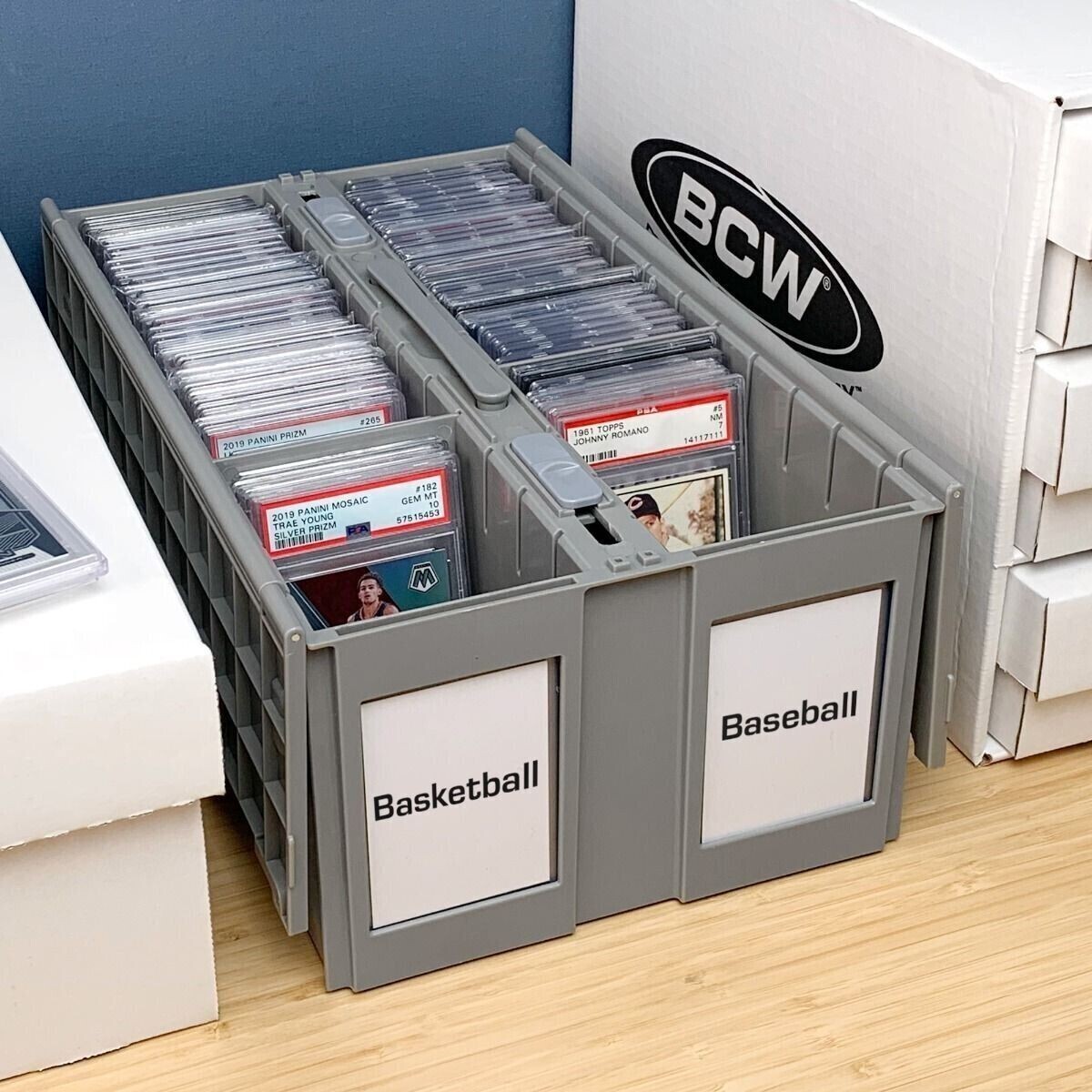 BCW - Graded Collectible 2 Row Card Bin Gray with 2 Graded Card Bin ...