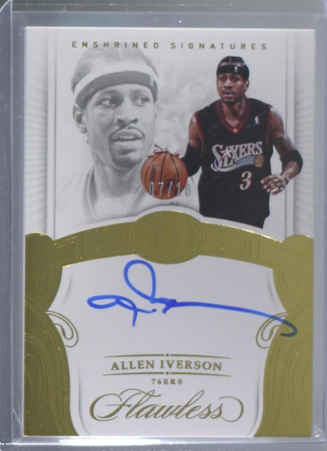 2017-18 Panini Flawless - Enshrined Signatures Allen Iverson #ES-AI ...