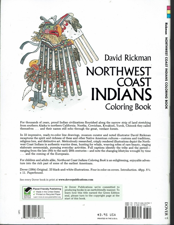 Northwestern Coast Indians AK to CA Coloring Book Historical ...