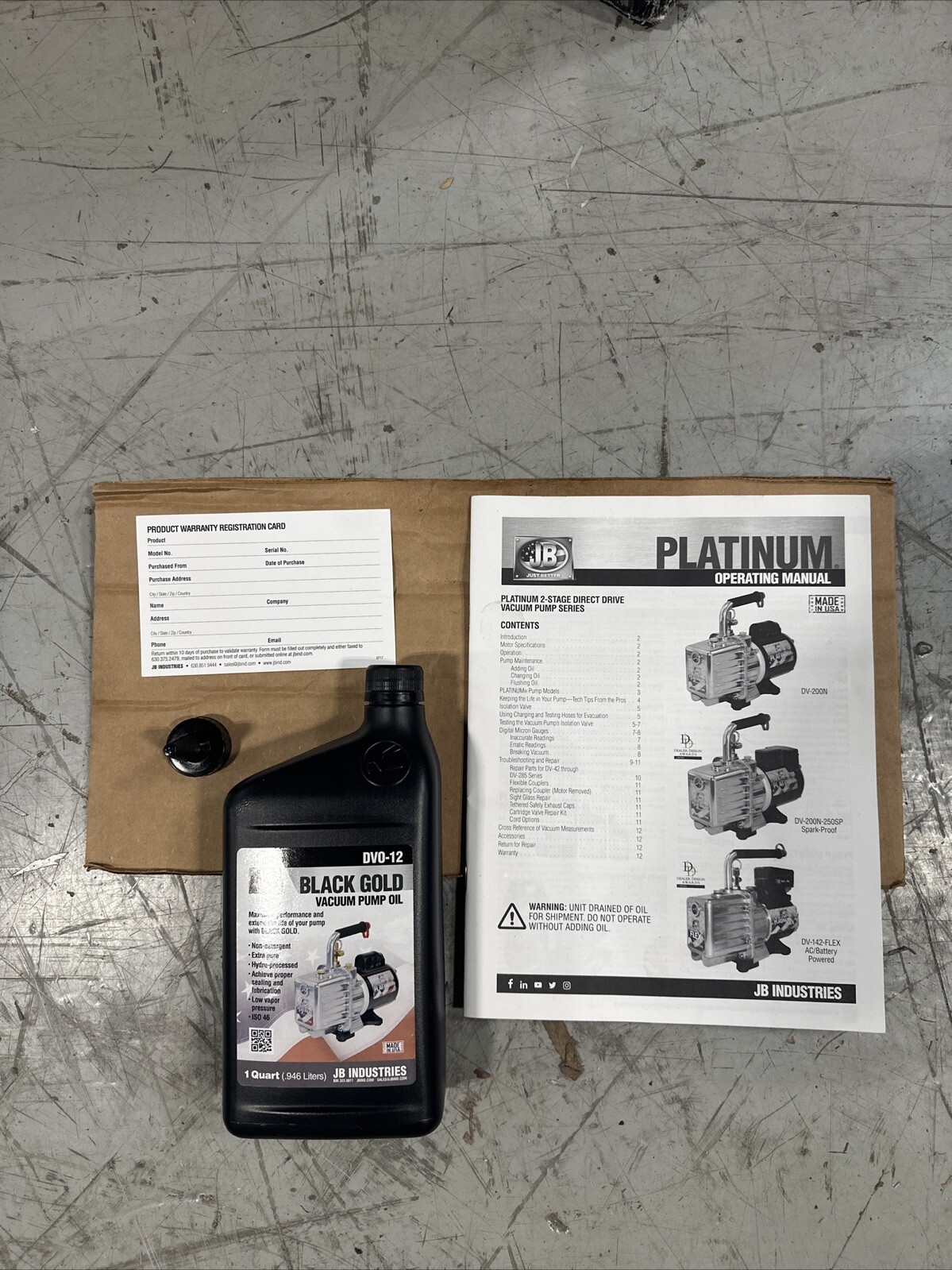 JB Industries DV-200N 7 CFM 2 Stage Platinum Vacuum Pump - Open Box New ...