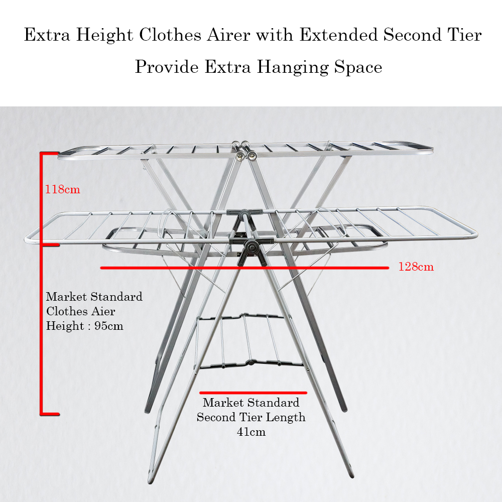 Large Clothes Drying Rack Extended 2nd Tier for Big Wash Load Bed Sheet ...