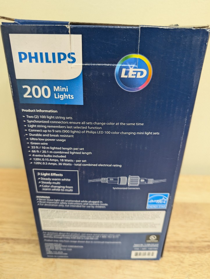2 sets of 100 LED String Lights Philips Indoor/Outdoor Light Effects ...