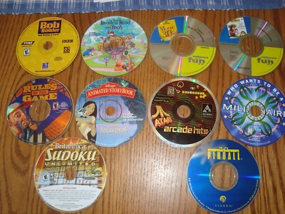 10 CD ROM PC Game Software Discs Young Education & Adult Sudoku Pinball ...