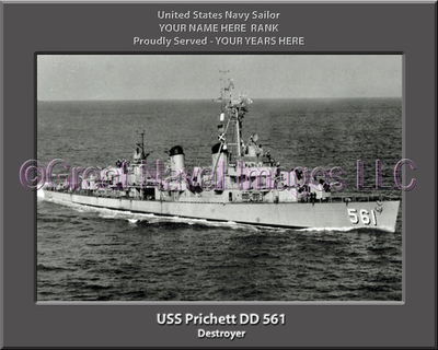 USS Prichett DD 561 Personalized Canvas Ship Photo Print Navy Veteran ...