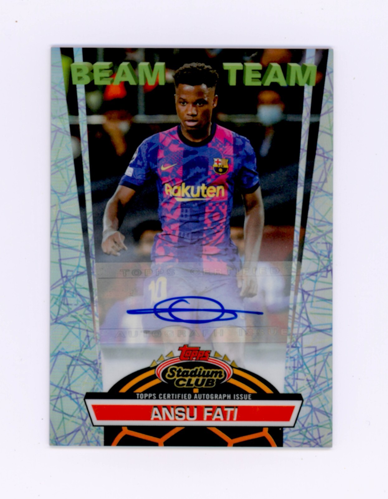 2021-22 Ansu Fati Topps Stadium Club Chrome Beam Team Autographed Card ...