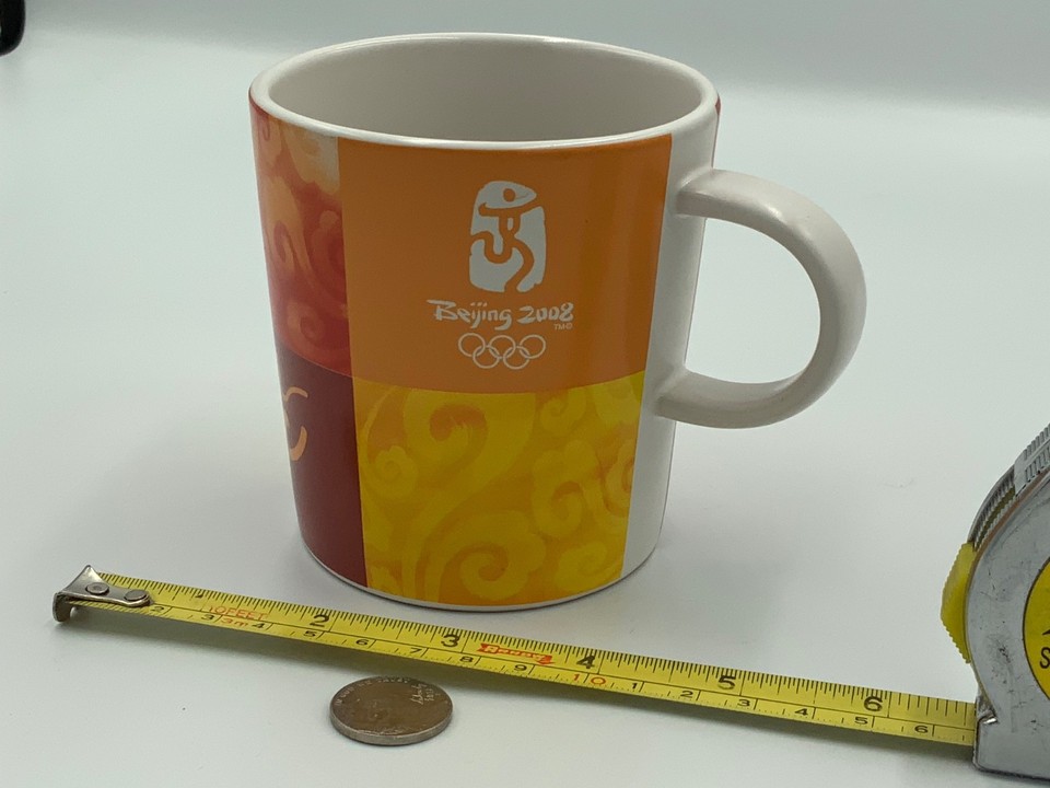 Beijing Olympic Coffee Mug 2008 Games Logo China Souvenir Cup 4” tall 3 ...